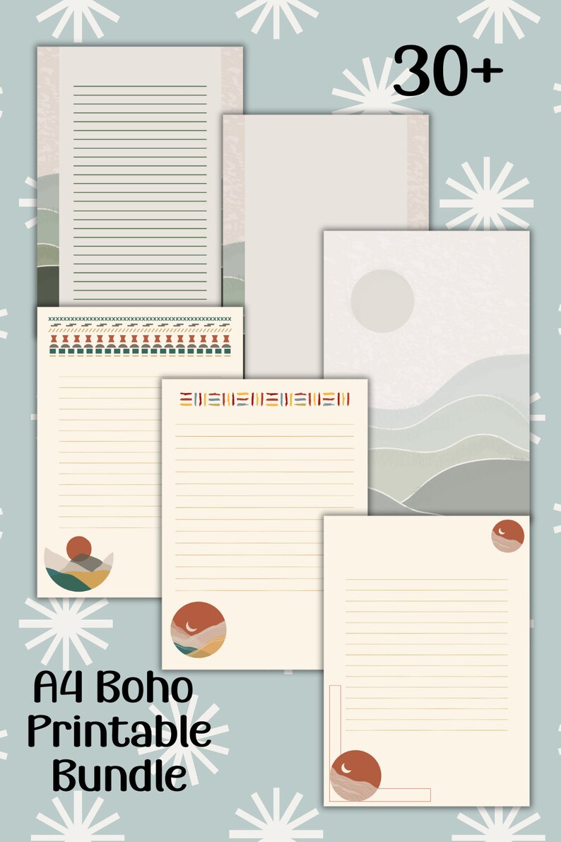 Boho Stationery Printable Paper Digital Papers Boho Letter Writing ...