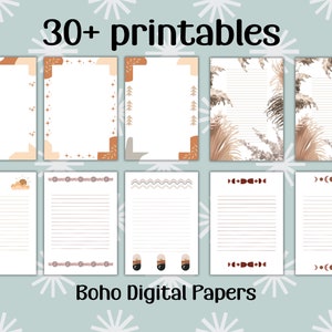 Boho Stationery Printable Paper Digital Papers Boho Letter Writing ...