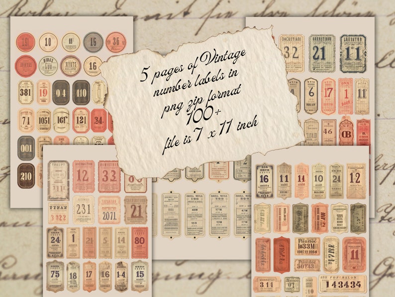 Vintage Junk Journal Number Label Printable Vintage Ephemera Junk ...