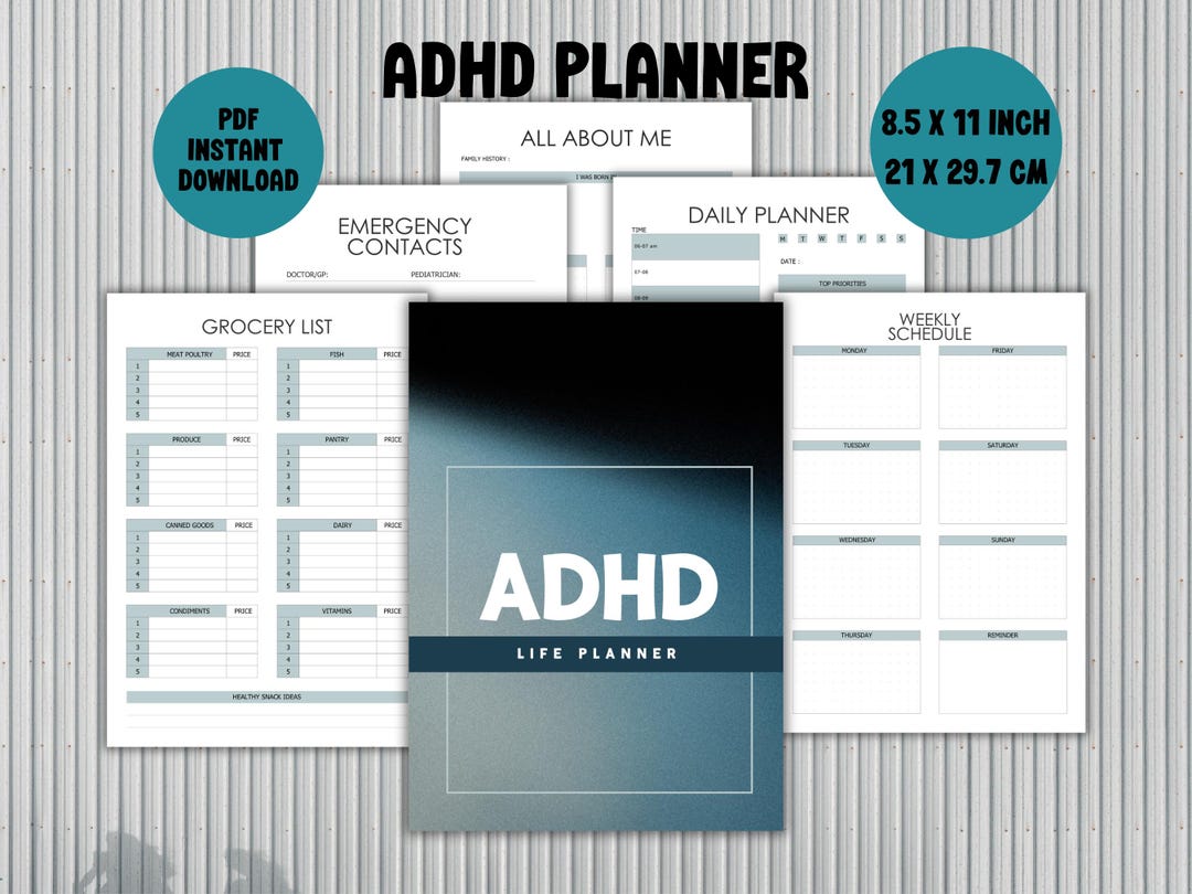 Planner ADHD Printable Daily Planner 2025 Monthly Budget Grocery List ...