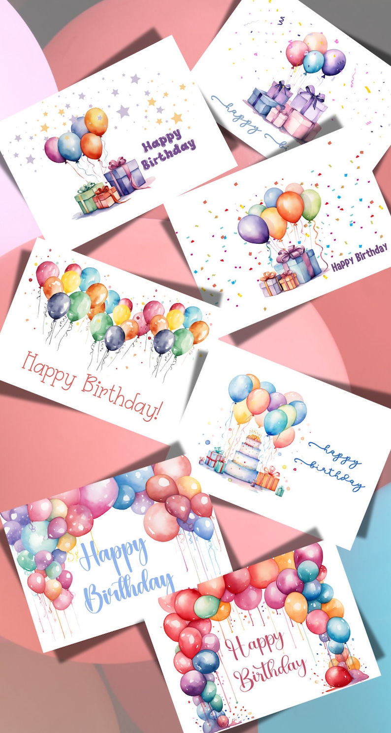 Birthday Balloons Birthday Printable Card Birthday Download Birthday ...