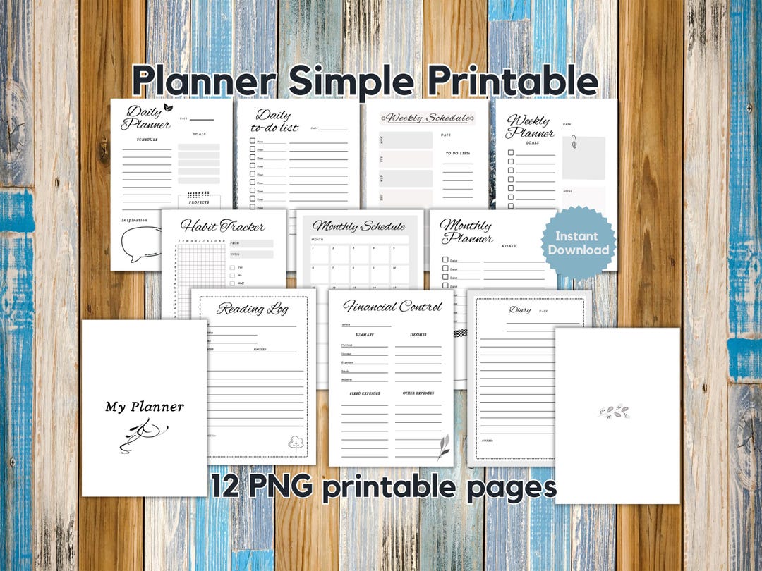 Daily Planner Printable Monthly Planner Printable Weekly Simple Planner ...