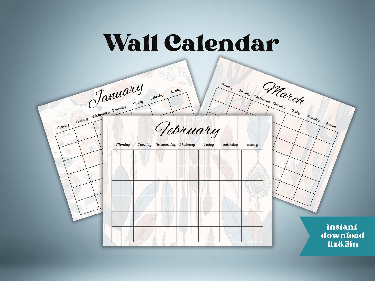 Boho Calendar 2026 Calendar Printable 12 Month Calendar Nature Calendar ...