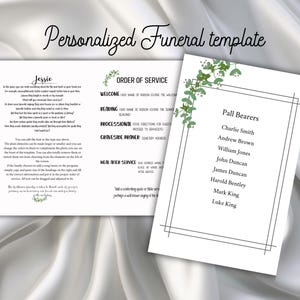 Memorial Funeral Program Template Editable in Canva in Loving Memory ...
