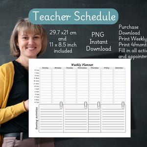 Weekly Planner 2025 Printable Teacher Weekly Planner Teacher Schedule ...