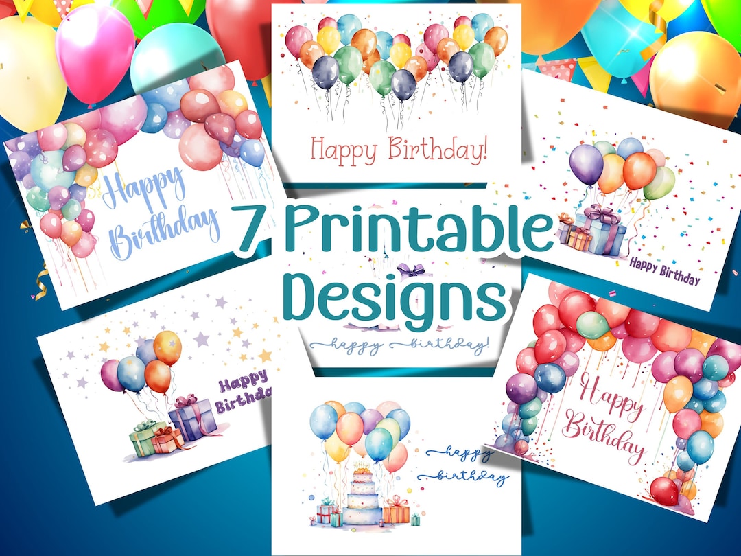 Birthday Balloons Birthday Printable Card Birthday Download Birthday ...