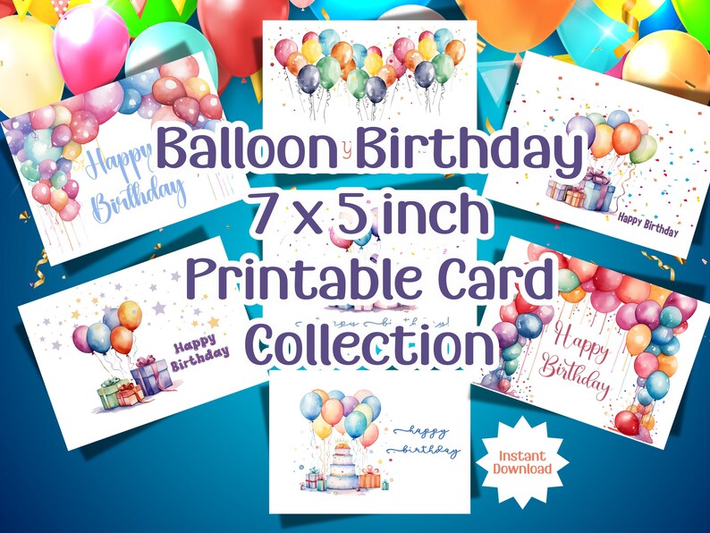 Birthday Balloons Birthday Printable Card Birthday Download Birthday ...