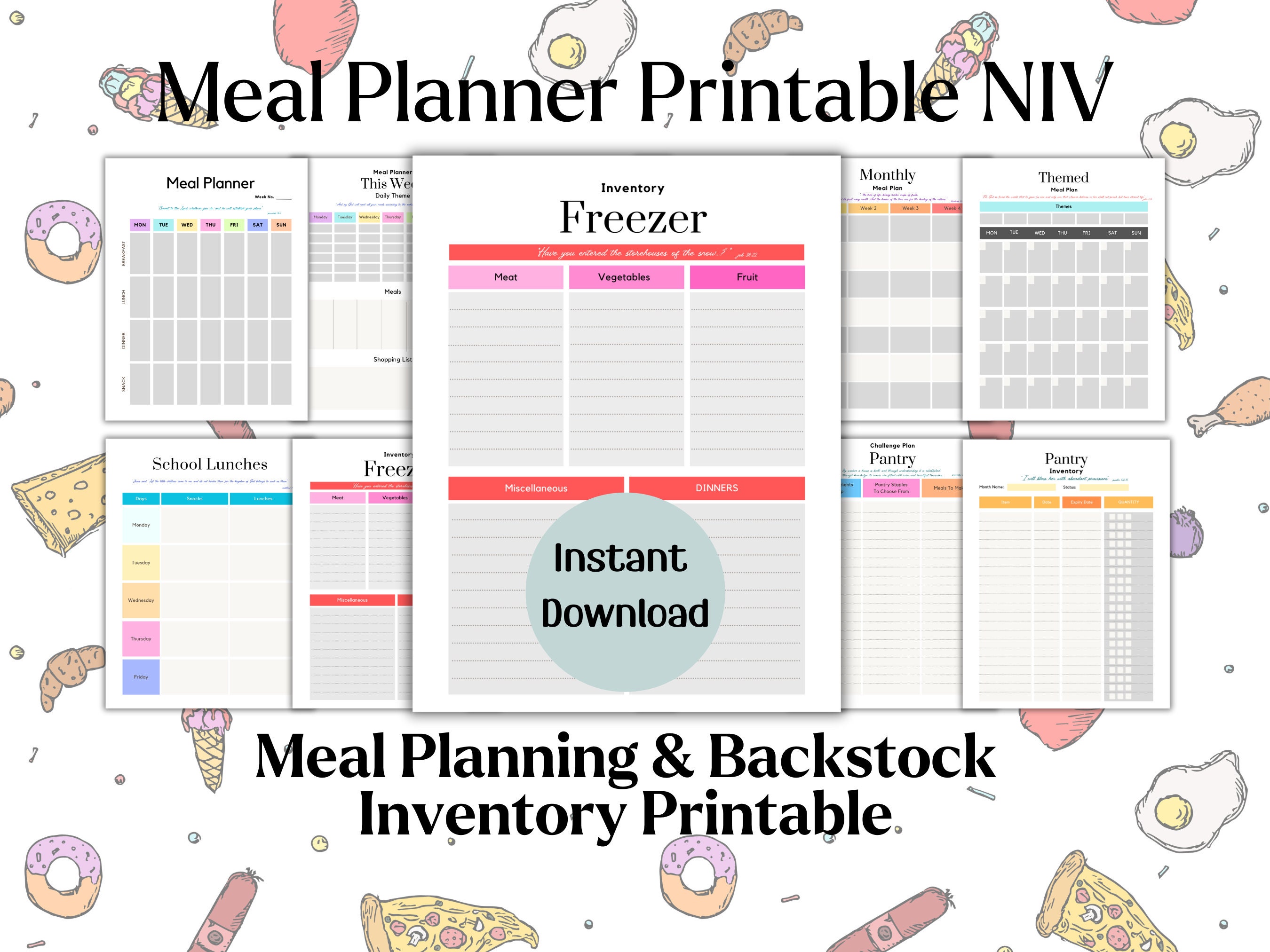 Meal Planner Printable NIV Scripture Rainbow Digital Download Printable ...