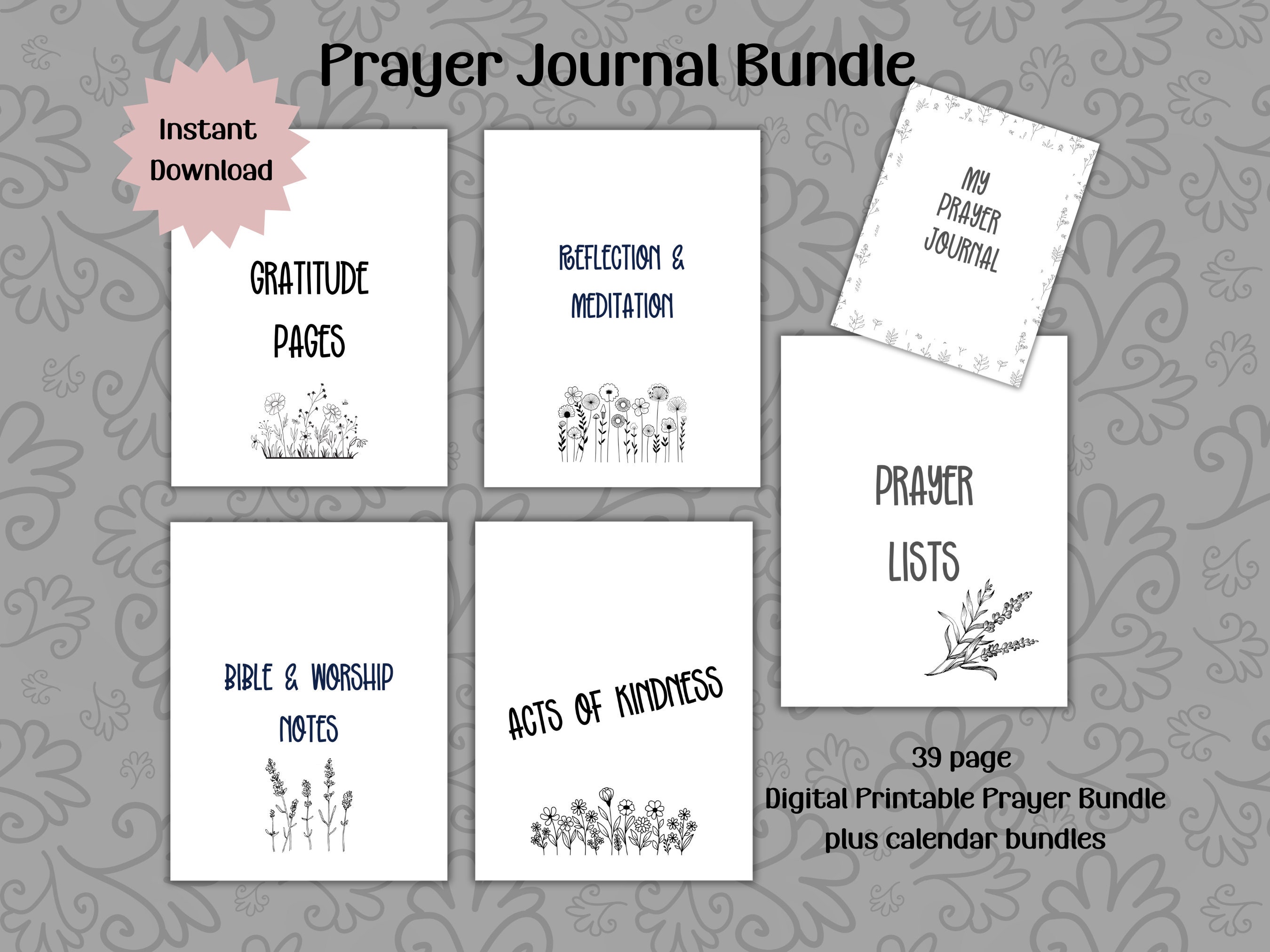 Prayer Journal Bundle Printable Gratitude Printable Prayer List Digital ...