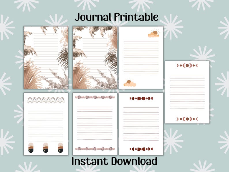 Boho Printable Stationery Printable Paper Writing Journals Note Card to ...