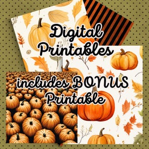 Fall Scrapbook Printable Paper Pumpkin Fall Seamless Pattern Digital ...