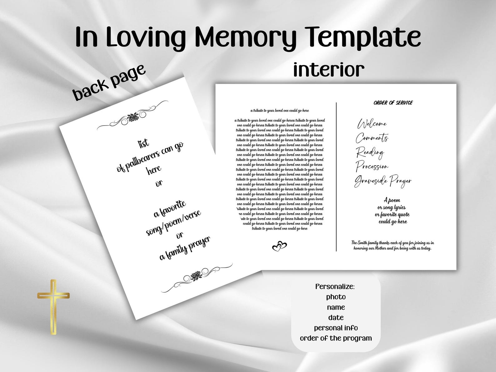 Funeral Program Template in Loving Memory Template Memorial Template ...
