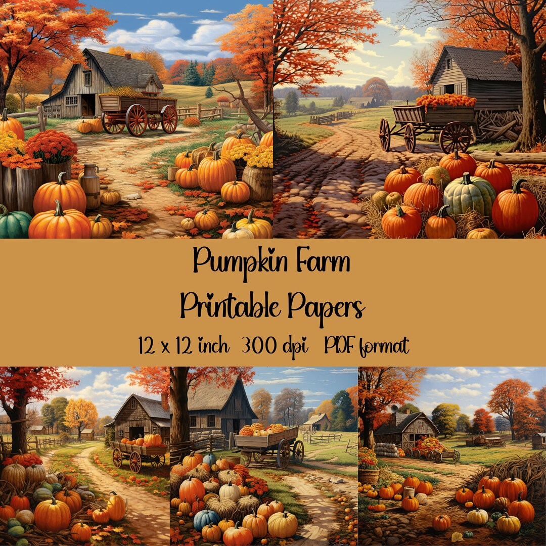 Pumpkin Farm Fall Printable Papers/scrapbook Fall - Etsy