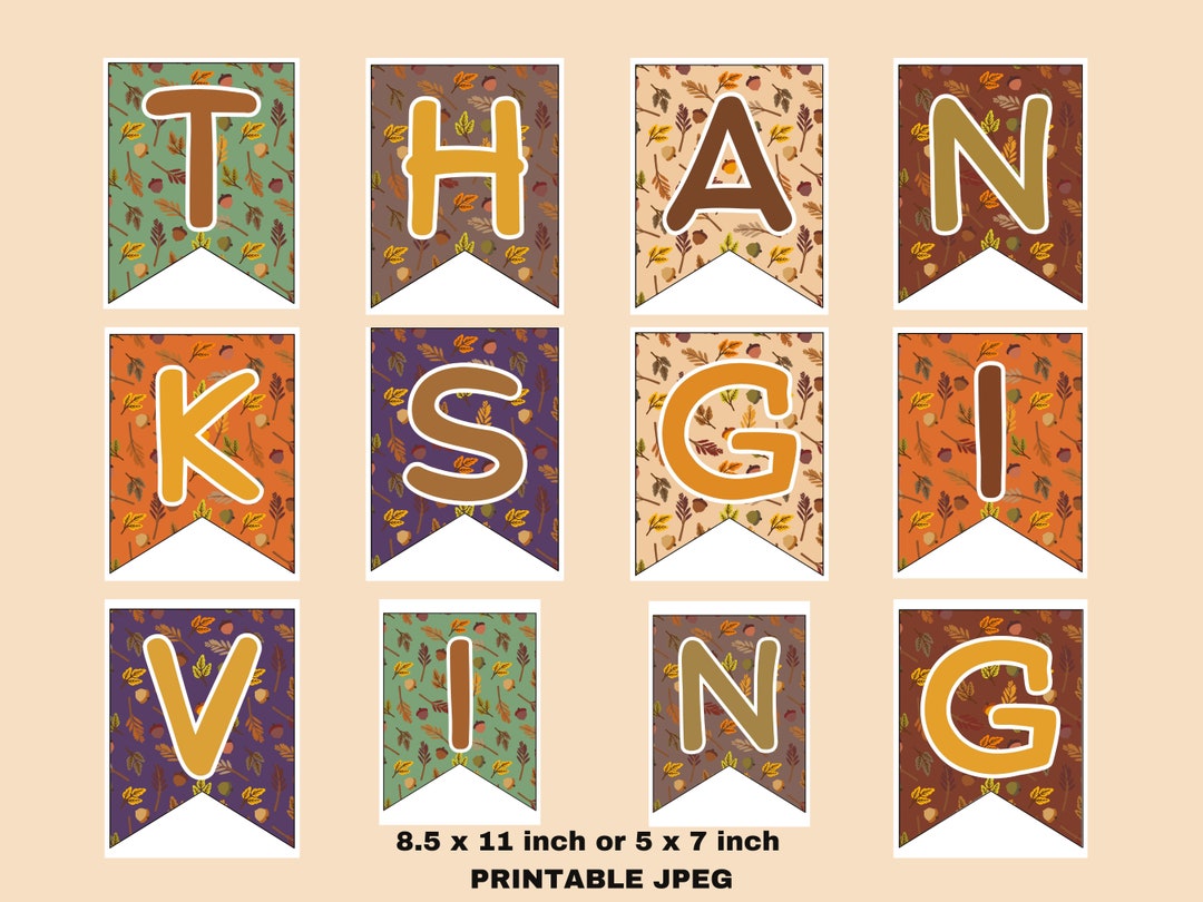 Printable Banner Thanksgiving Easy Fall Decor Thanksgiving Bunting ...