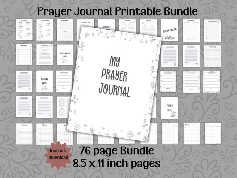 Prayer Journal Bundle Printable Gratitude Printable Prayer List Digital ...