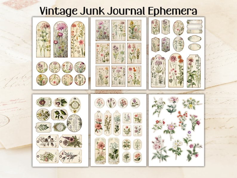 A4 Junk Journal Vintage Folio Cutouts Botanical Ephemera Mother's Day ...