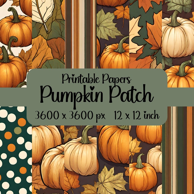 Fall Printable Papers Digital Scrapbook Card Printable Pumpkin ...