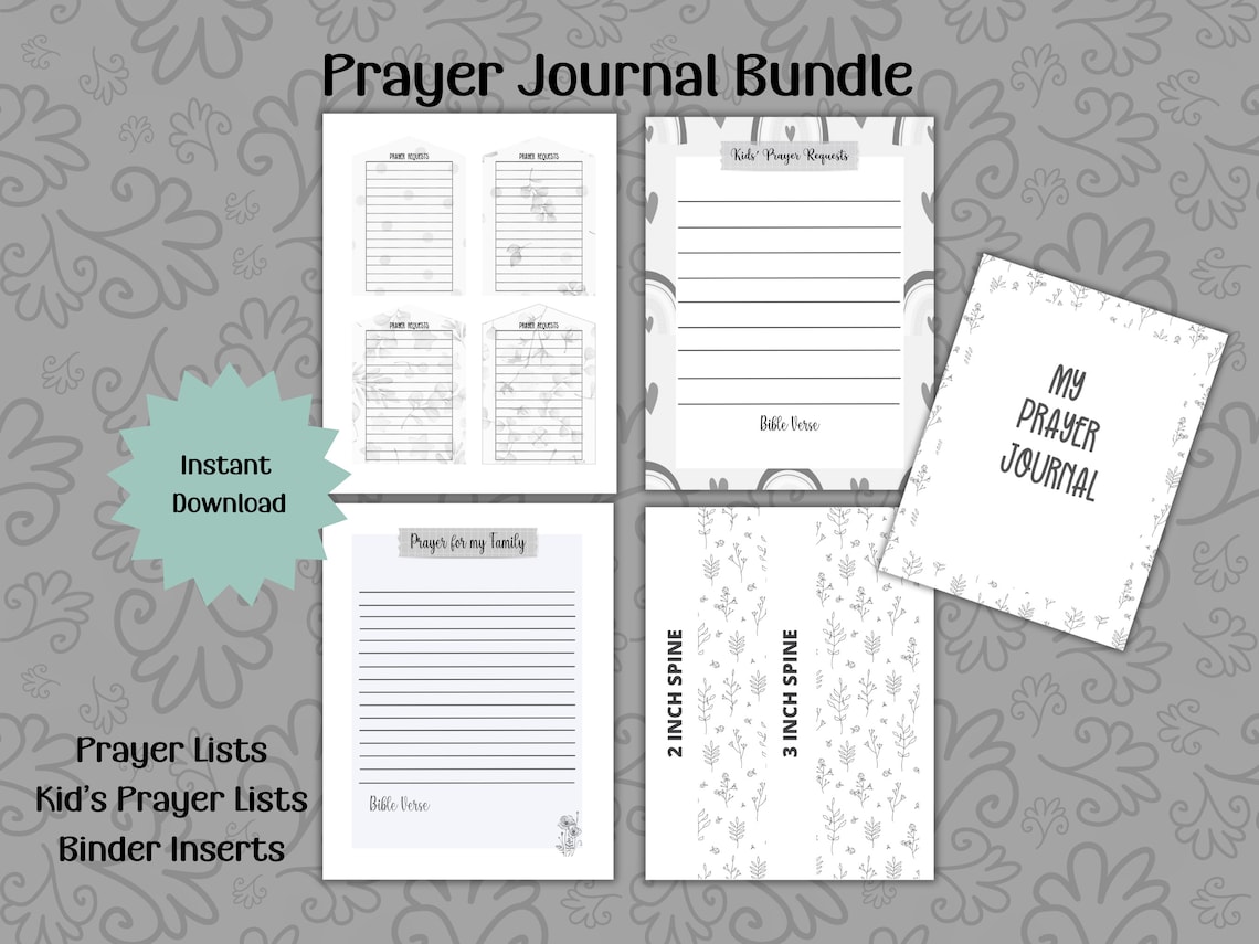 Prayer Journal Bundle Printable Gratitude Printable Prayer List Digital ...