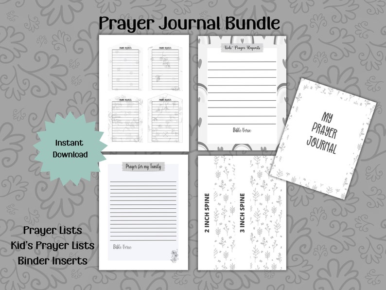 Prayer Journal Bundle Printable Gratitude Printable Prayer List Digital ...