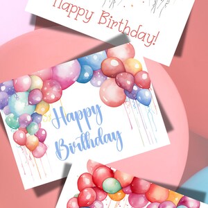 Birthday Balloons Birthday Printable Card Birthday Download Birthday ...