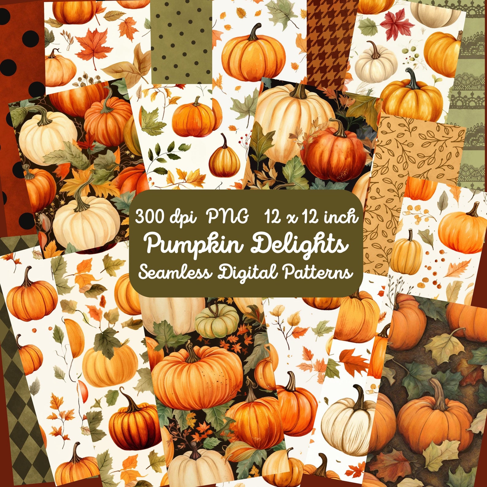 Fall Scrapbook Printable Paper Pumpkin Fall Seamless Pattern Digital ...