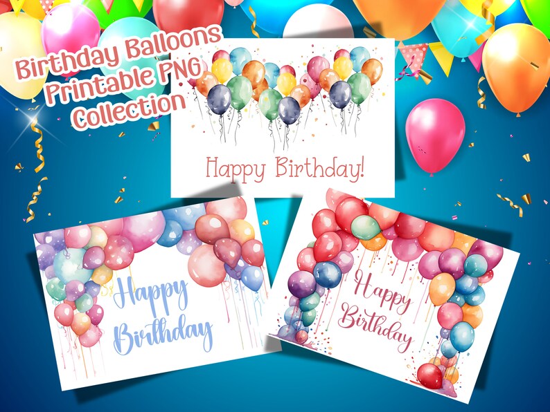 Birthday Balloons Birthday Printable Card Birthday Download Birthday ...