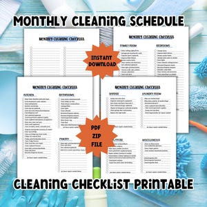 Cleaning Checklist Printable Monthly Cleaning Schedule Deep Cleaning ...
