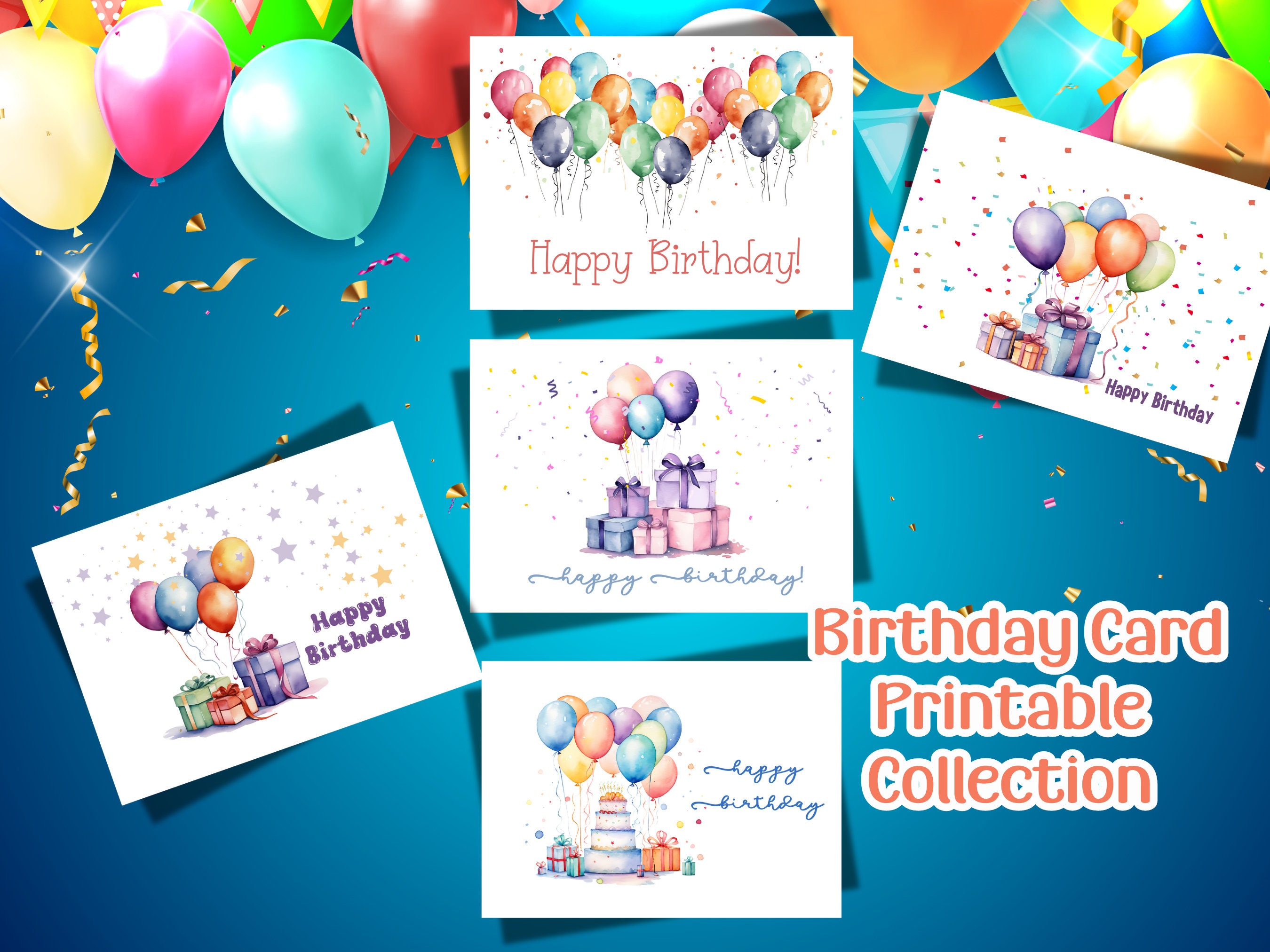 Birthday Balloons Birthday Printable Card Birthday Download Birthday ...