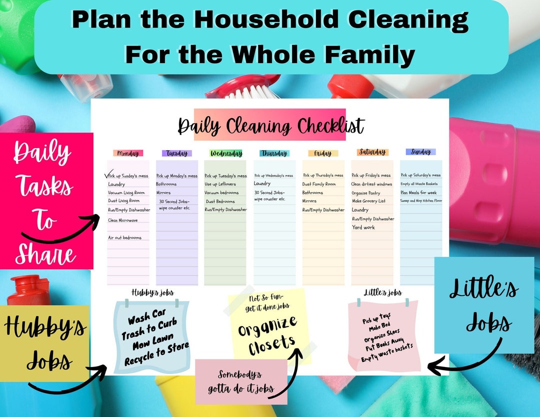 Cleaning Checklist Printable Minimalist Homeschool Printable Kids ...