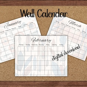 2025 Landscape Calendar Printable Boho 12 Month Blank Homeschool ...