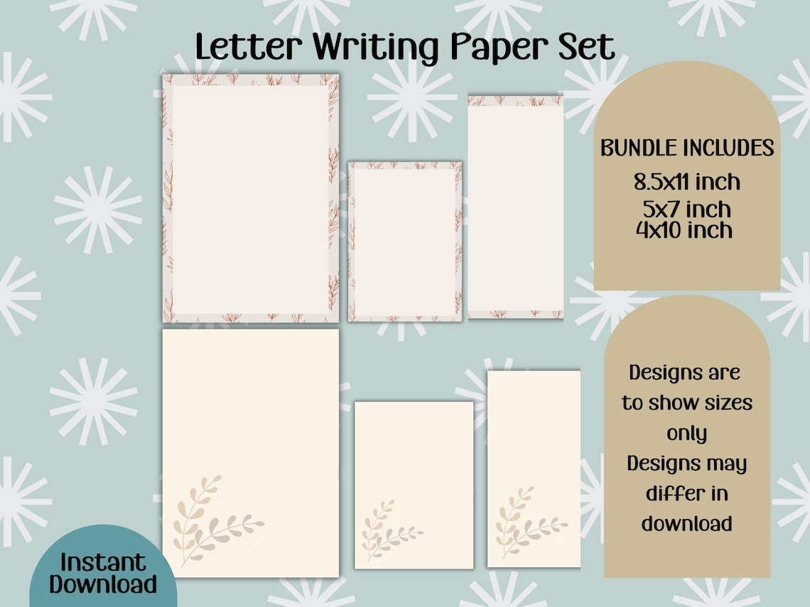 Boho Printable Stationery Printable Paper Writing Journals Note Card to ...