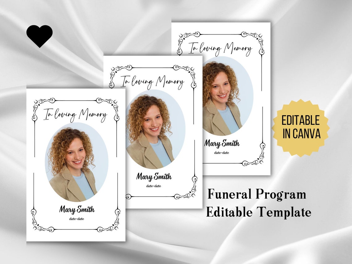 Funeral Program Template in Loving Memory Template Memorial Template ...