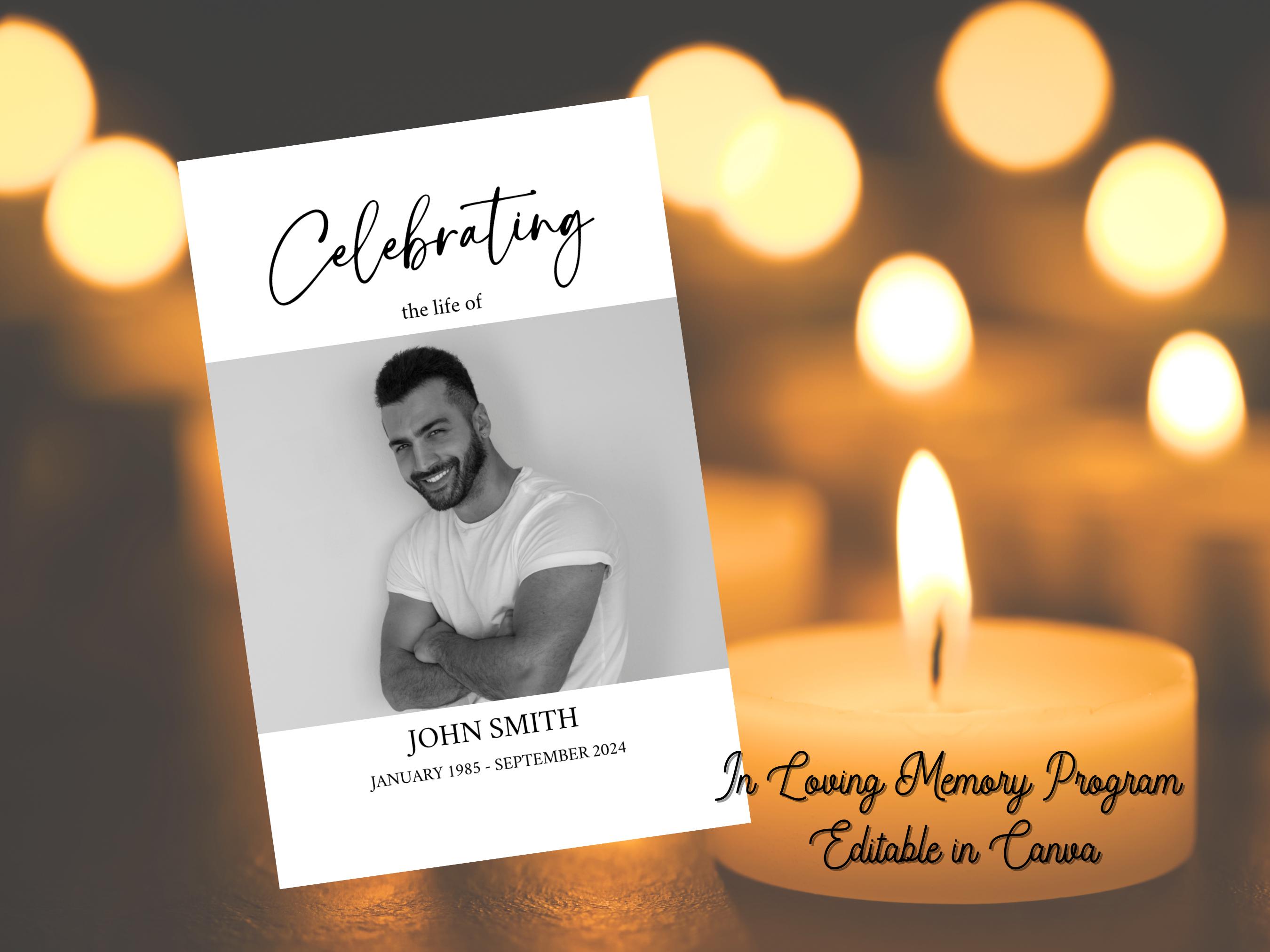 Funeral Memorial Editable in Canva Funeral Program Template Celebration ...