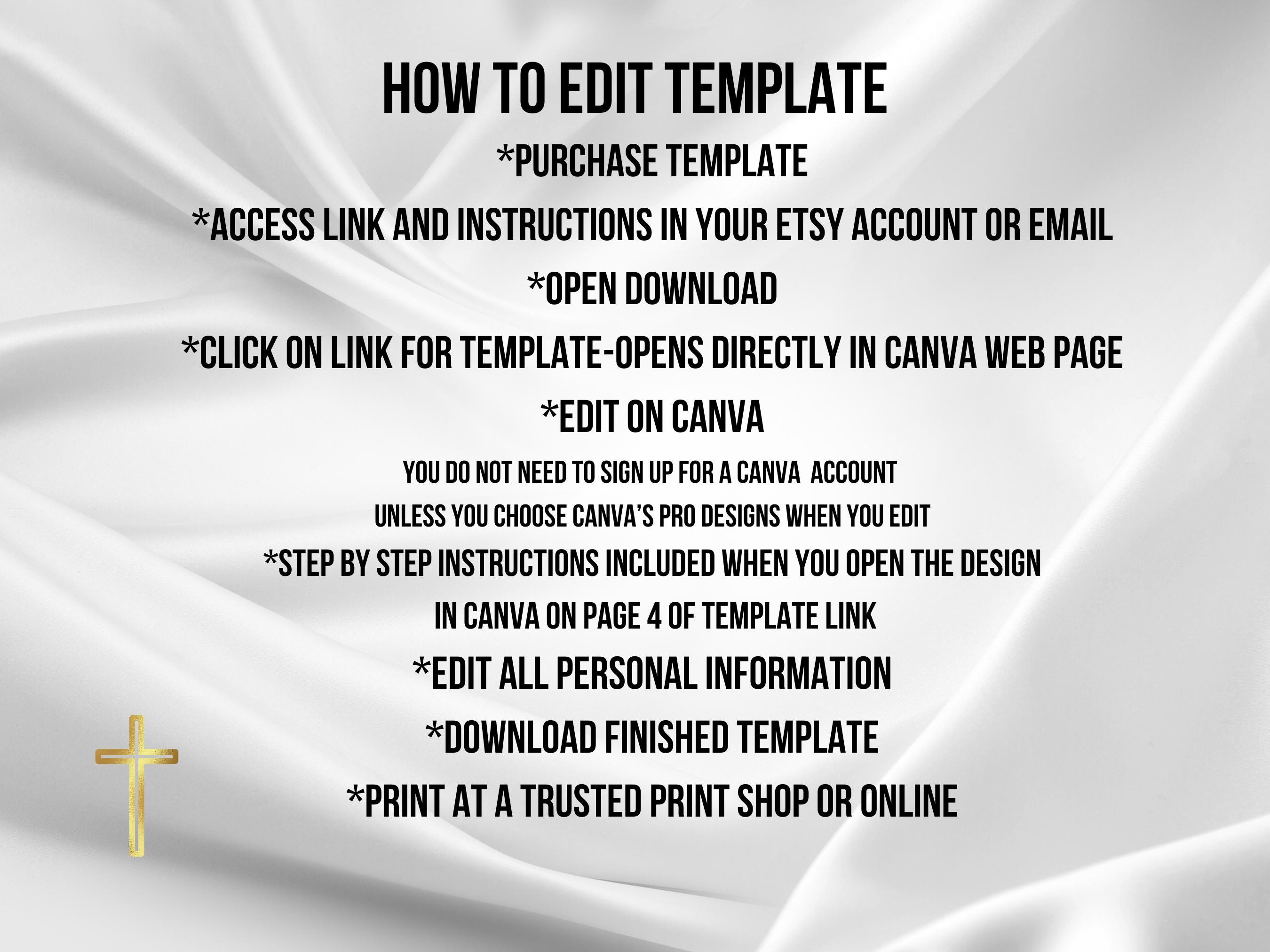 Funeral Program Template in Loving Memory Template Memorial Template ...