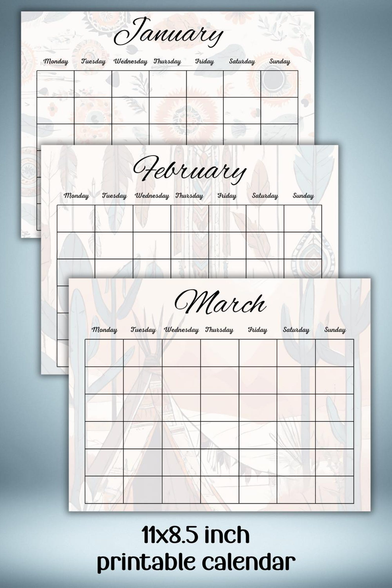 Boho Calendar 2026 Calendar Printable 12 Month Calendar Nature Calendar ...
