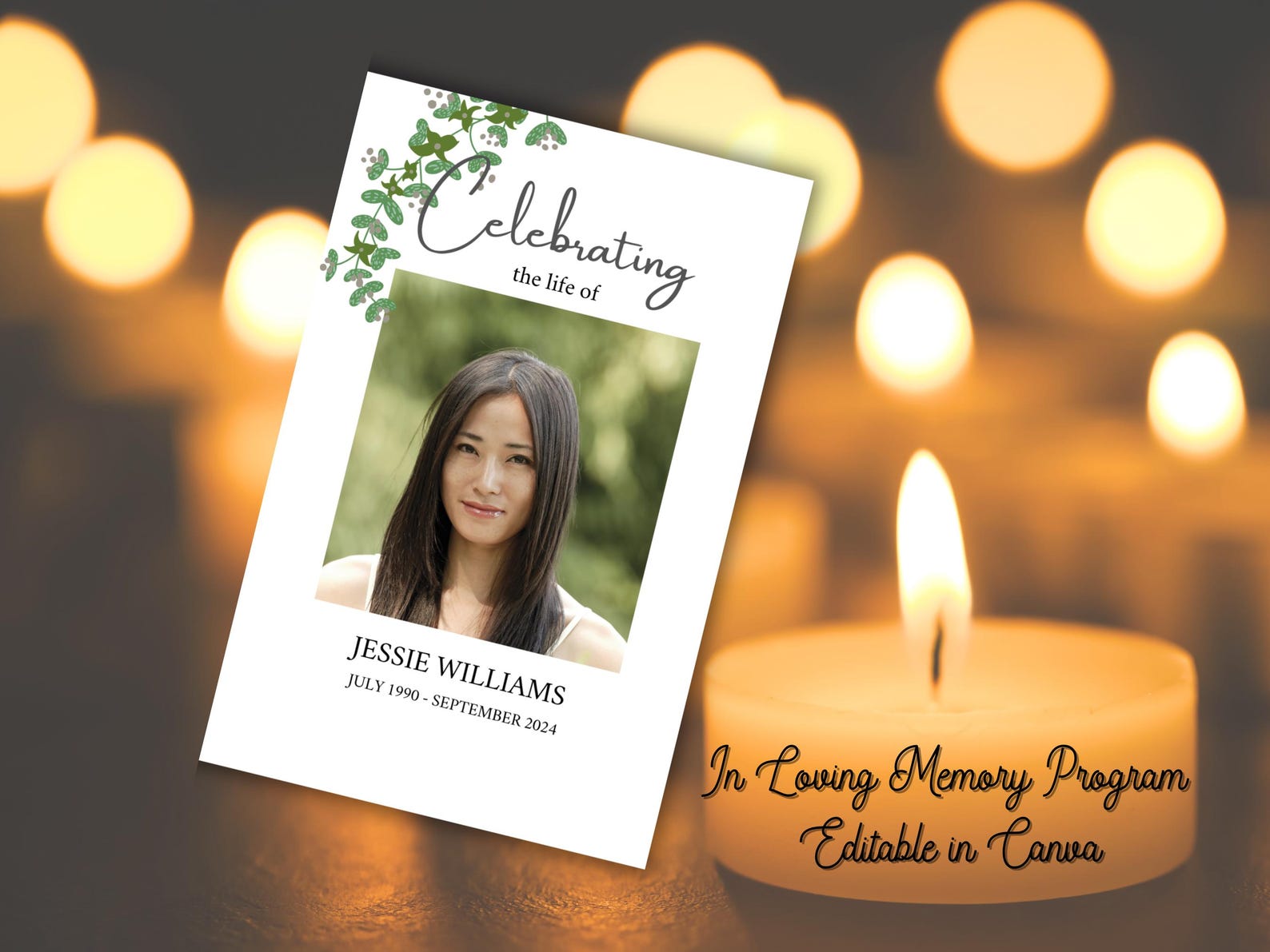 Memorial Funeral Program Template Editable in Canva in Loving Memory ...