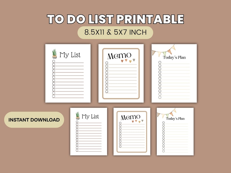 Boho Printable to Do List Bundle Boho Stationery to Do List Printable ...