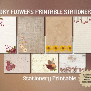 Dried Flower Printable Stationery Download Printable Dry Rose Printable ...