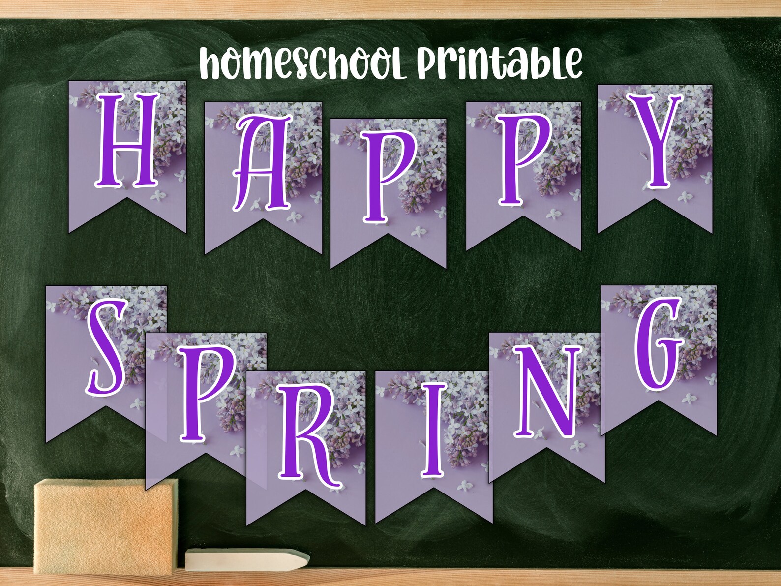 Spring Banner Printable Bunting Garden Decor Easy Homeschool Printable ...