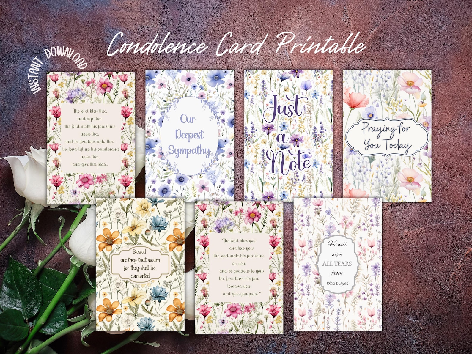 Condolence Card Printable Loss of Loved One Sympathy Card PNG 4 X 6 ...