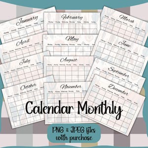 2025 Landscape Calendar Printable Boho 12 Month Blank Homeschool ...