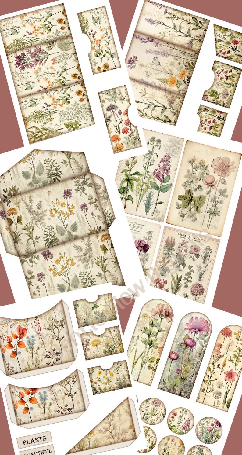 Junk Journal Vintage Folio Cutouts Digital Paper Mother's Day Gift ...