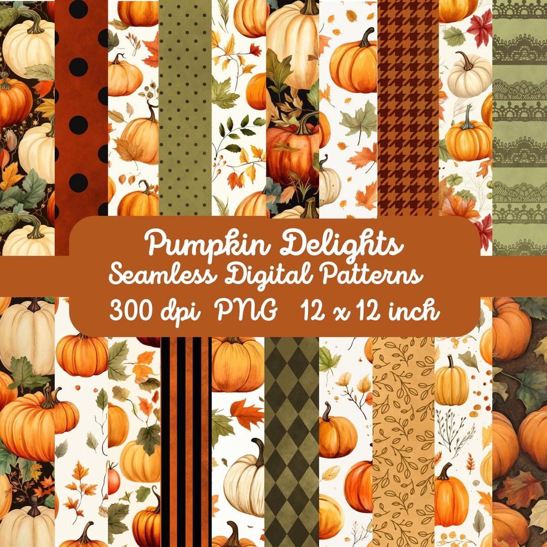 Fall Printable Paper Pumpkin Fall Seamless Pattern Digital Paper ...