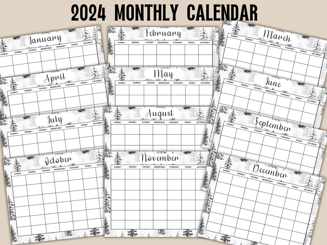 Blank Undated Calendar Printable 2024 Printable Calendar Woodland ...