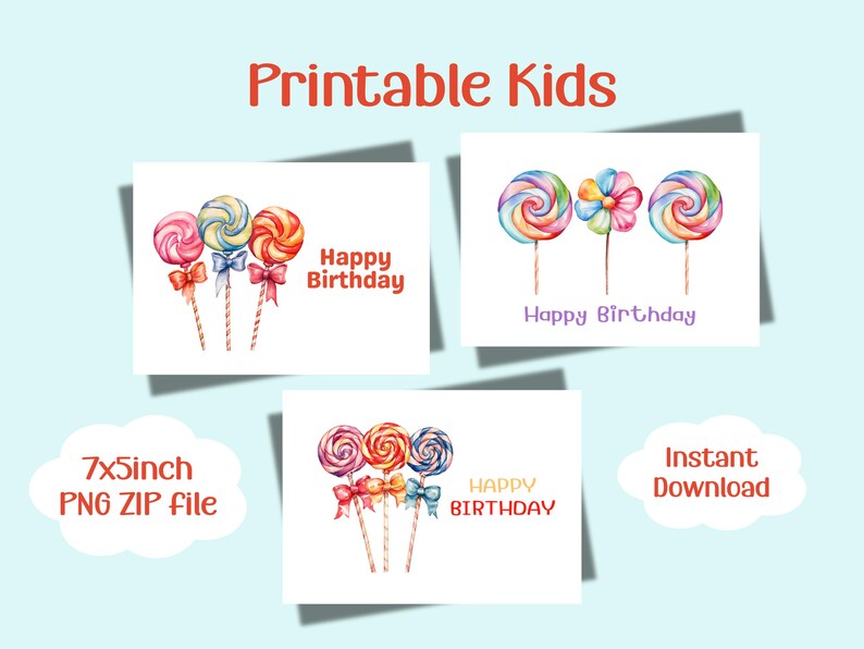 Birthday Printable Birthday Cards Printable Kids Birthday Card Lollipop ...