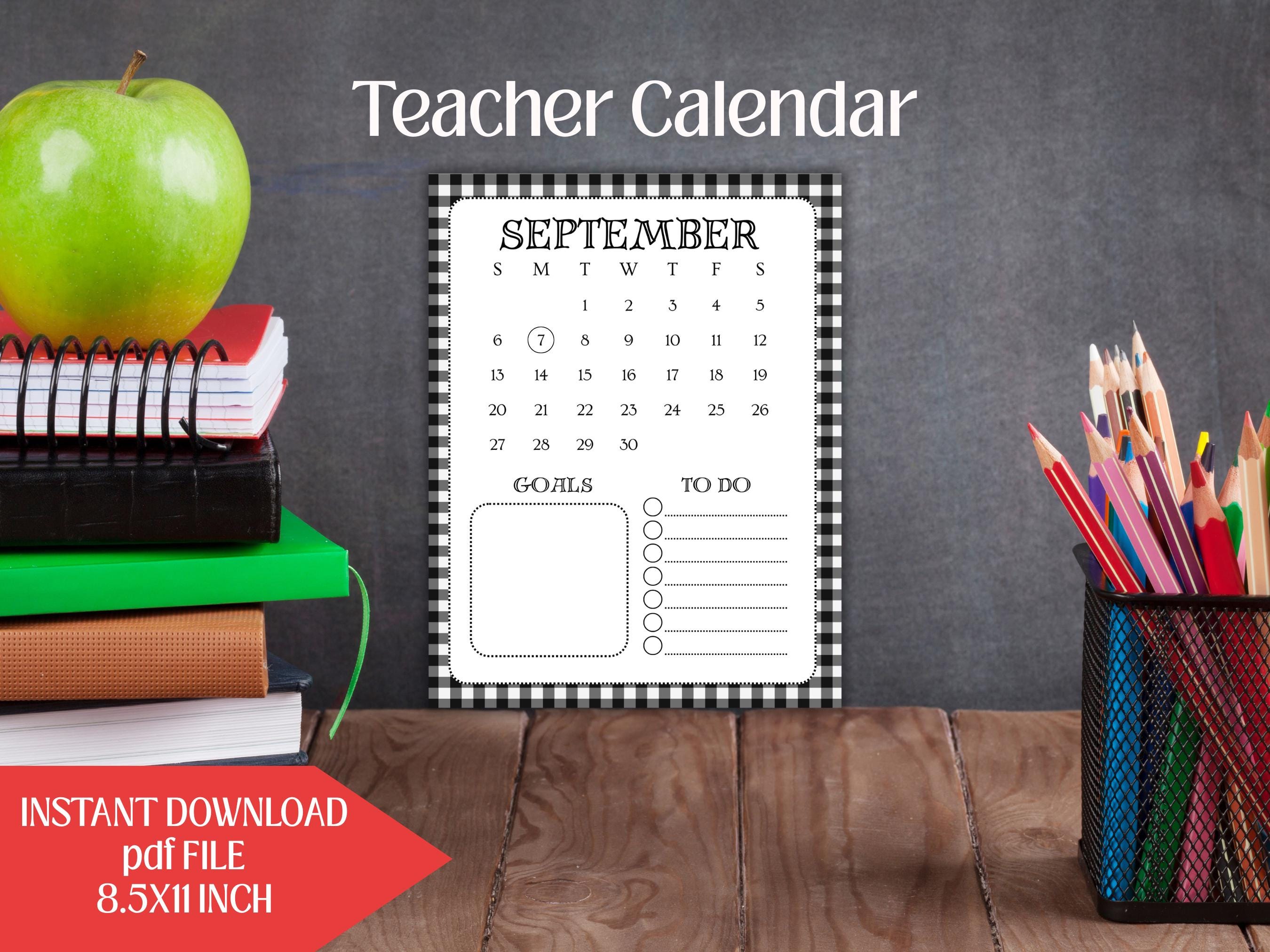 Monthly Calendar Printable Homeschool Calendar Classroom Calendar ...