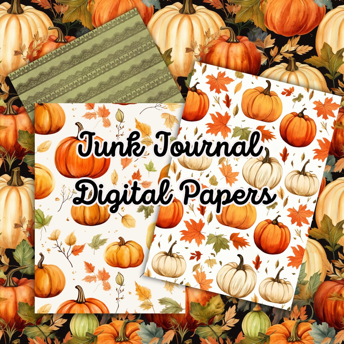 Fall Scrapbook Printable Paper Pumpkin Fall Seamless Pattern Digital ...
