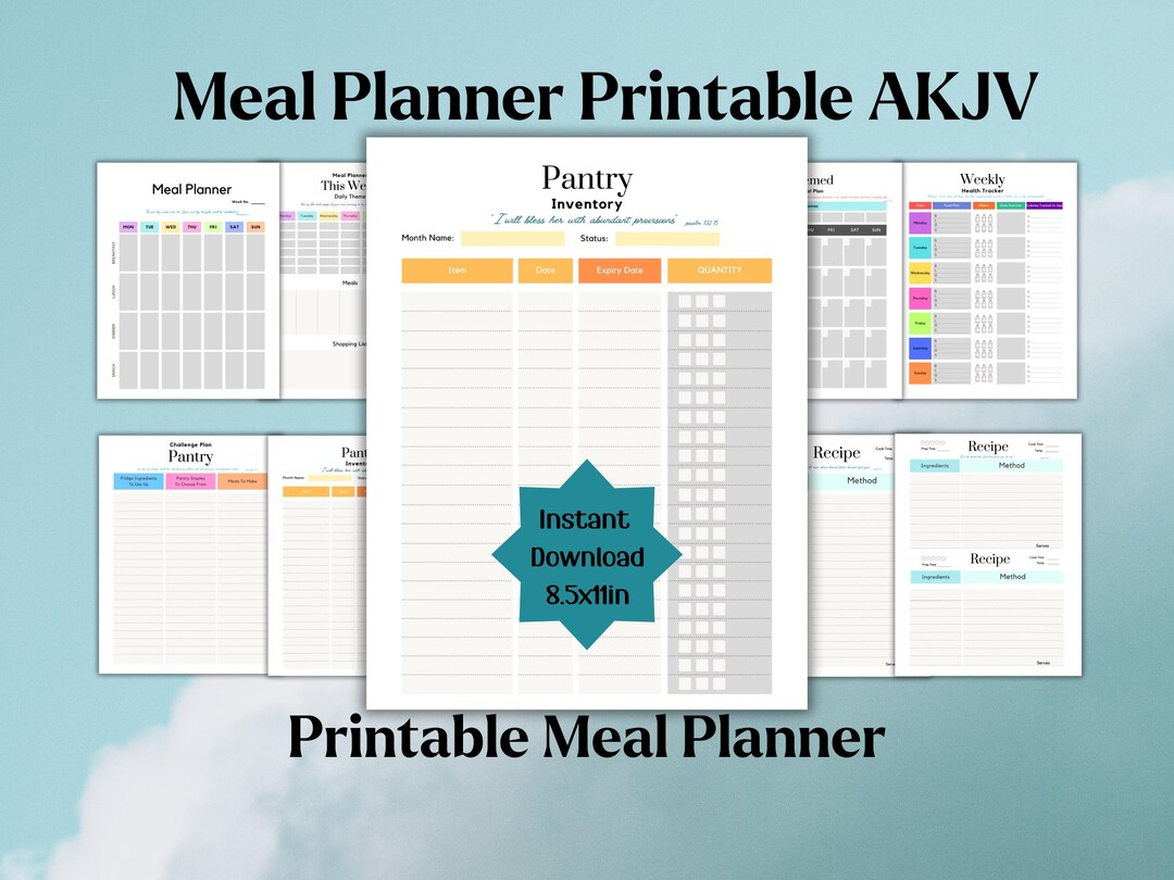 Christian Printable Meal Planner AKJV Scripture Printable Inventory ...
