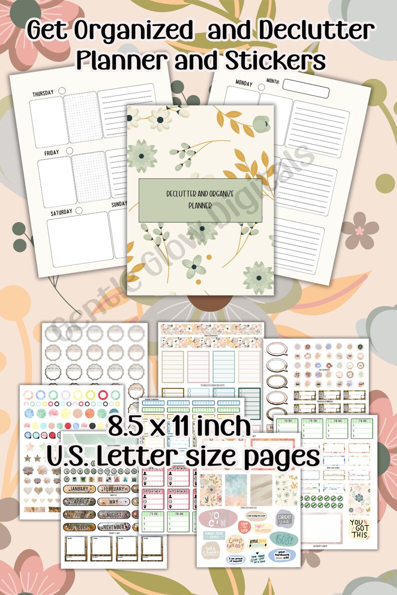 Declutter Printable Planner Organizing Planner Digital Planner Stickers Room Makeover Undated ...