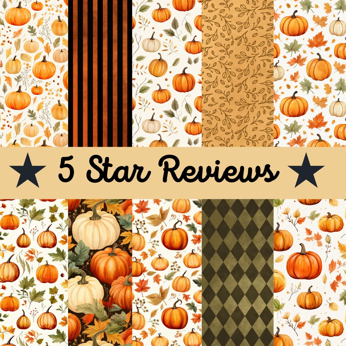 Fall Scrapbook Printable Paper Pumpkin Fall Seamless Pattern Digital ...